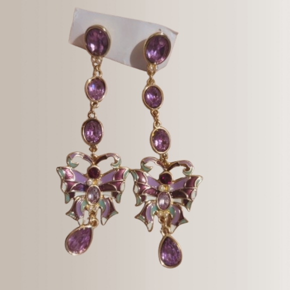Jewelry | Butterfly Amethyst Purple And Gold Earrings Cottagecore ...